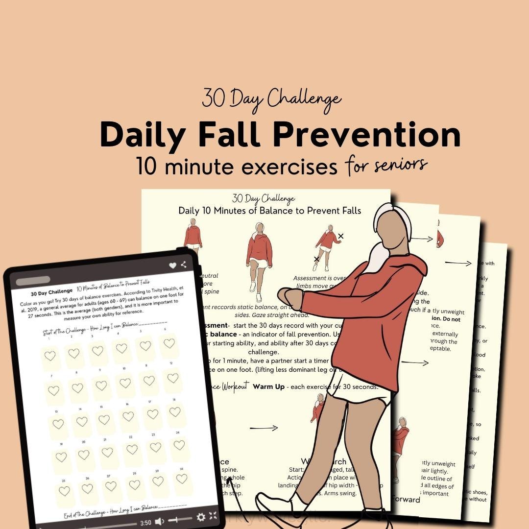 Fall Prevention PDF for Seniors, Stability Exercises for Elderly, Fall ...