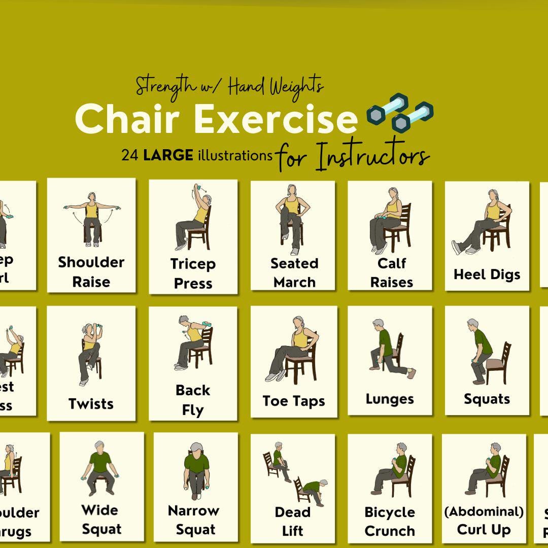 Chair Exercise Illustrations for Fitness Instructors, Weight Lifting ...