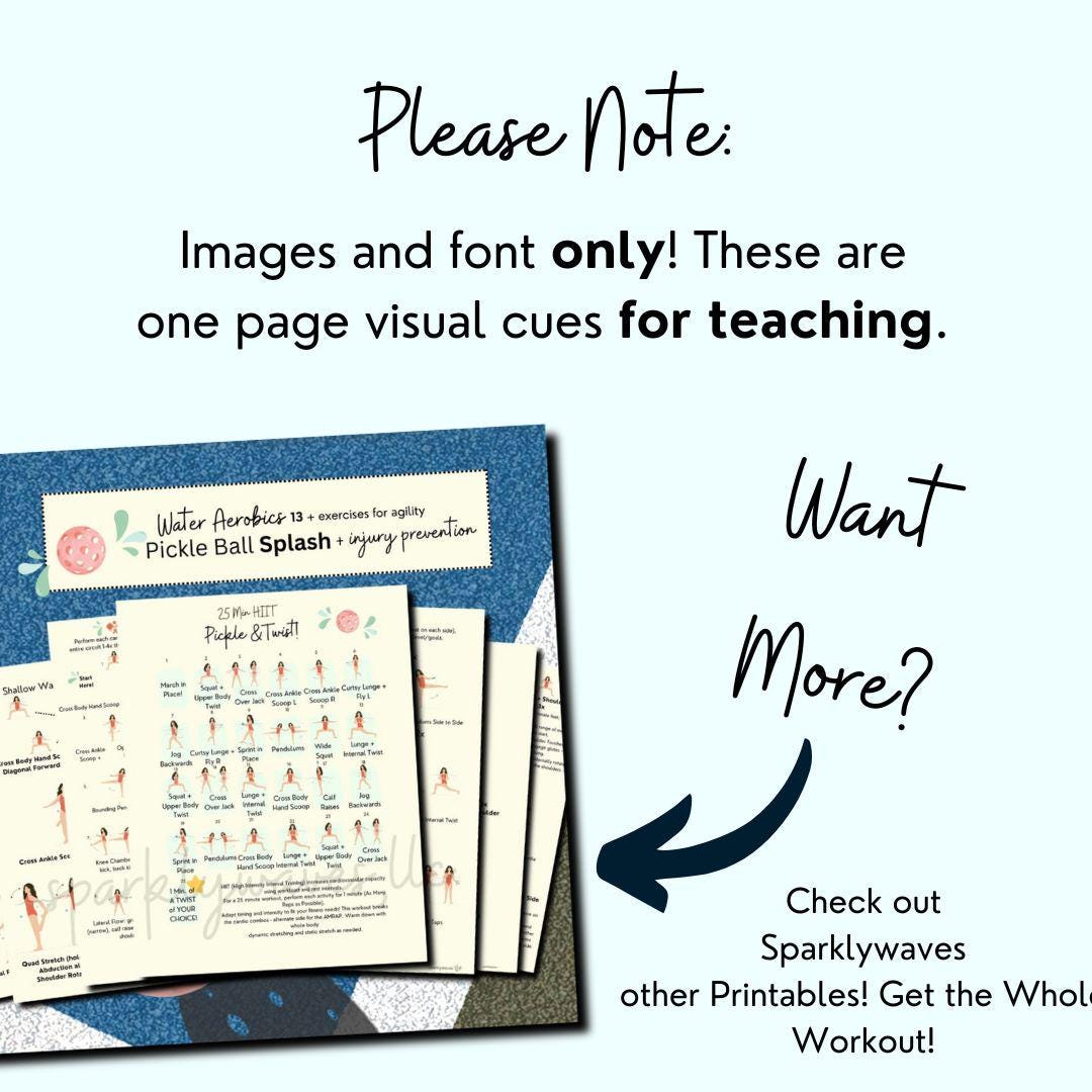 Water Aerobics Class Ideas, Visual Aids for Seniors, Shallow Water ...