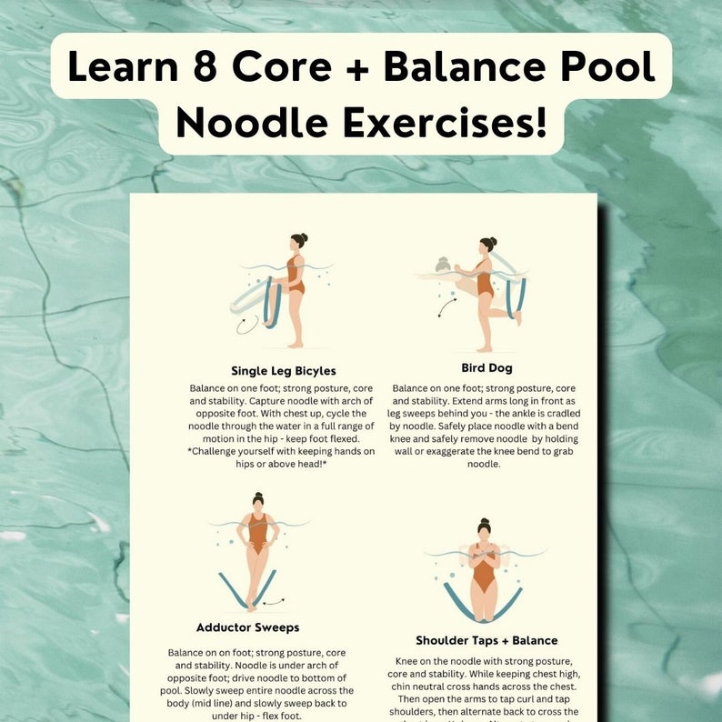 Pool Noodle Fitness for Seniors, Water Exercises for Sciatica, Water Aerobics Routines for Core ...