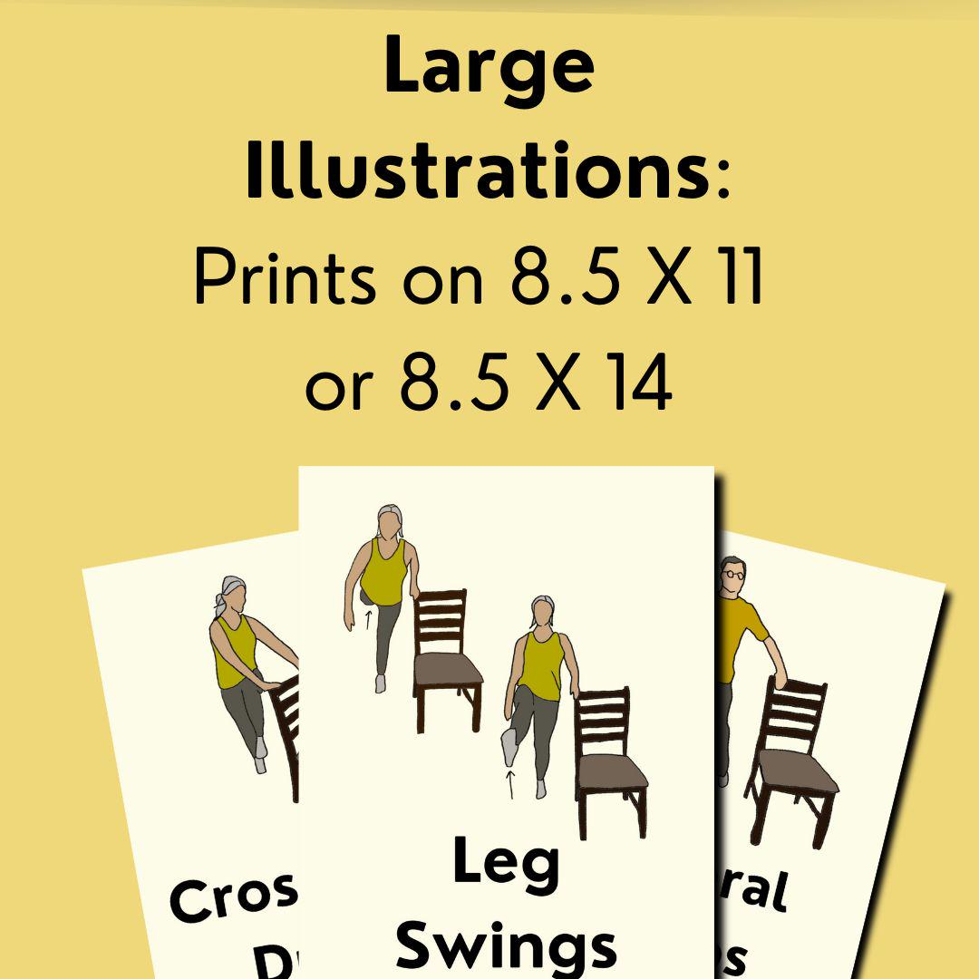 Chair Exercise Visuals for Senior, Exercise Cue Cards for Fitness ...