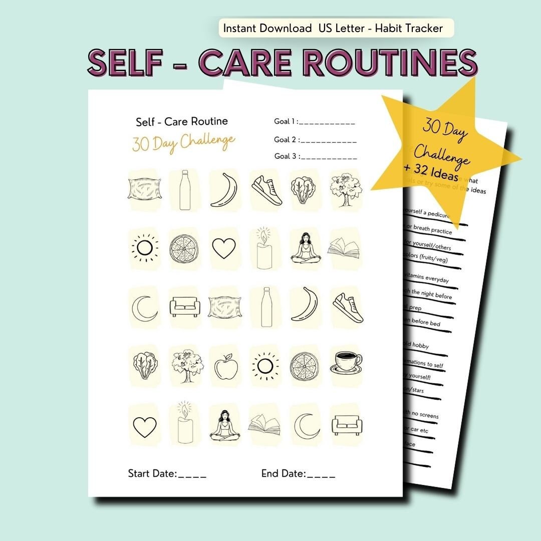 Self Care Habit Tracker, Self Care Checklist, Healthy Habits Planner ...