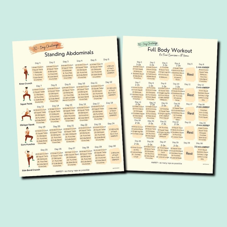 Bodyweight Exercise Bundle, Standing Exercises, Full Body Workout ...