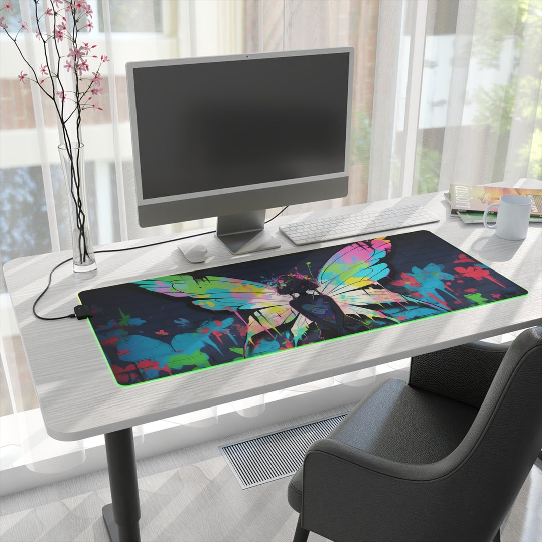 RGB Graffiti Fairy Gaming Mouse Pad LED XXL Anime Nightcore Desk Mat ...