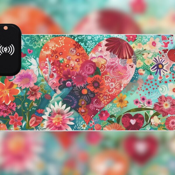 Pink Sakura Blossom LED Gaming Mouse Pad With Wireless Charging Desk ...