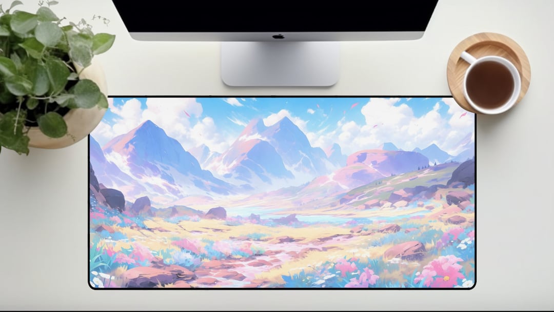 Colorful Pastel Mountain XXL Desktop Mouse Pad for Computers Spacious ...