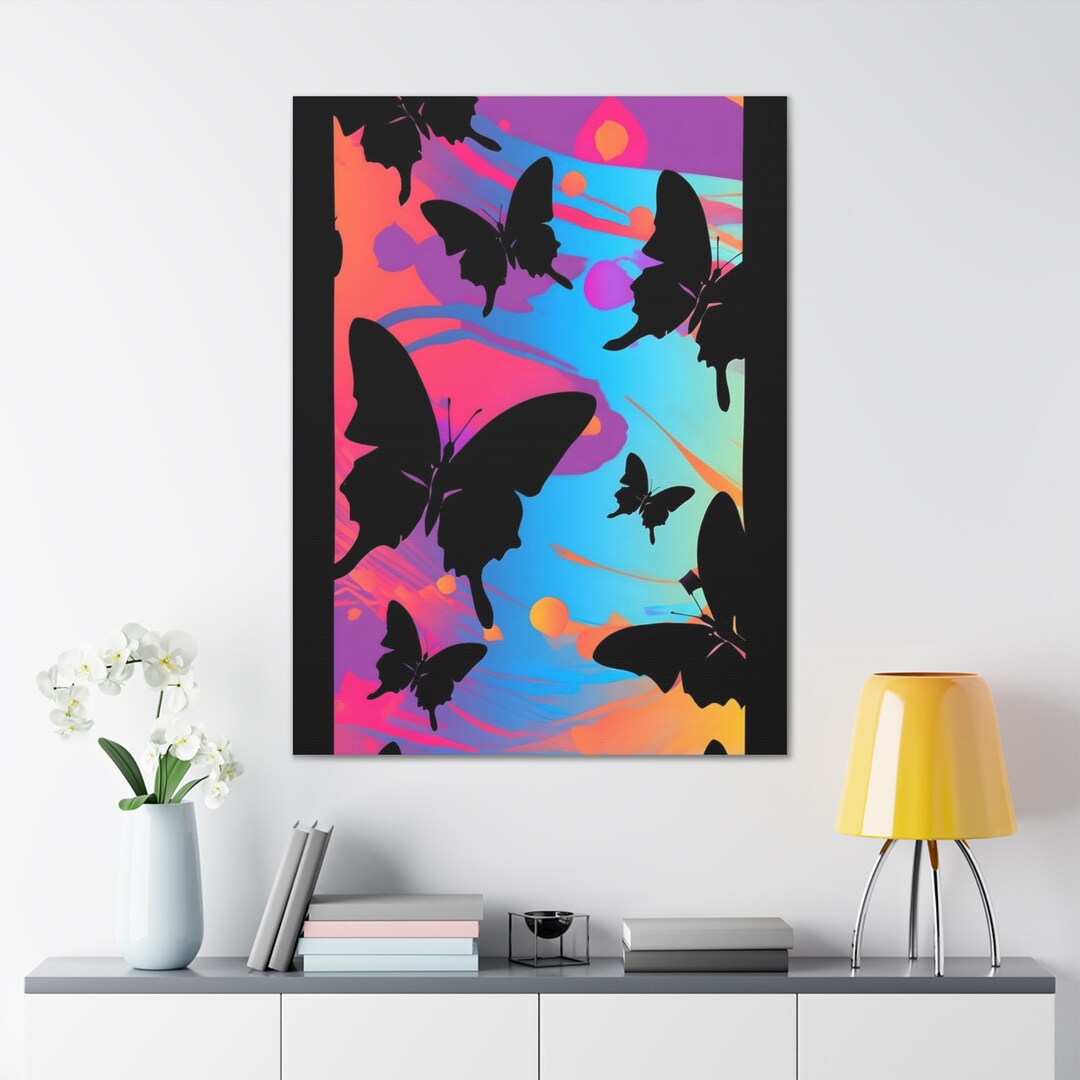 Rainbow Butterfly Silhouette Painting Trendy Wall Art Print - Etsy