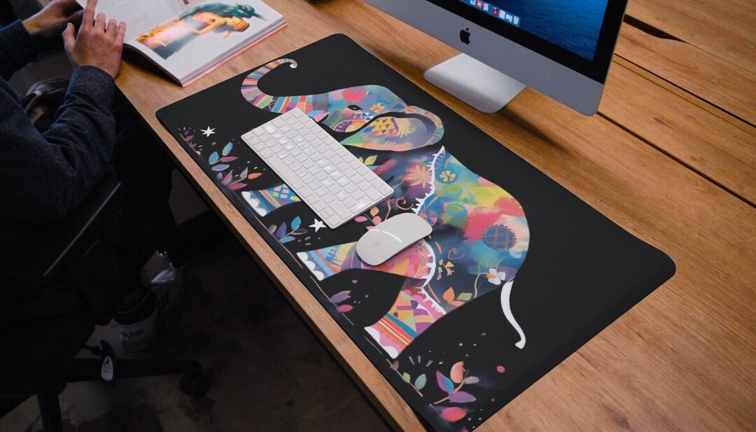 Oversized Bohemian Pastel Patchwork Elephant XXL Gaming Mouse Pad Desk ...