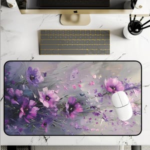 Purple Floral Mouse Pad Purple Floral Desk Mat Non-slip High-quality ...