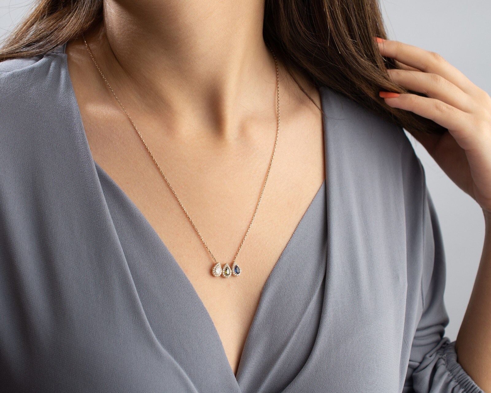 Personalized Teardrop Birthstone Necklace Matching Birthstone Necklace ...
