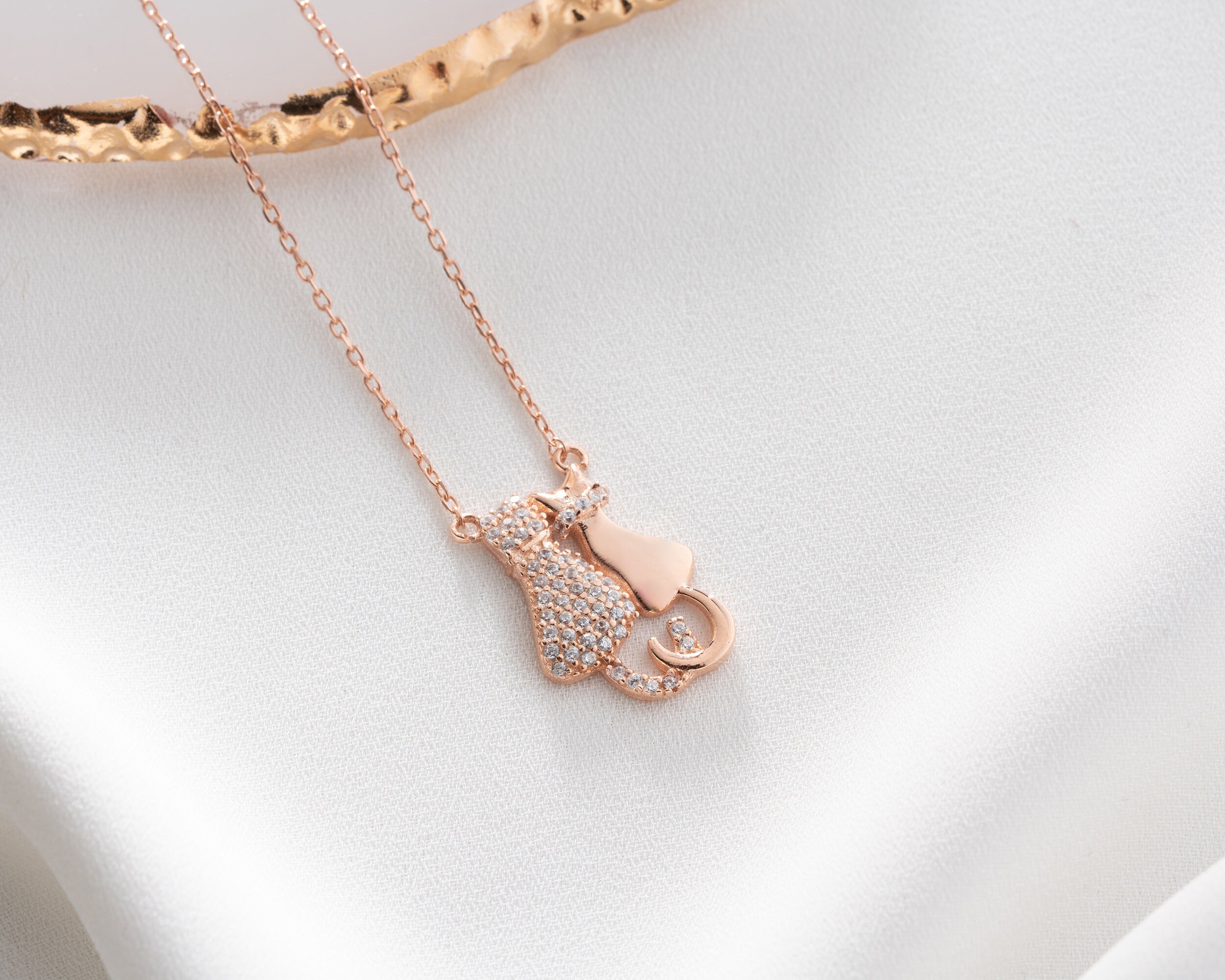 Dainty Cat Necklace Silver Cat Necklace Pet Charm Necklace Pet Memorial ...