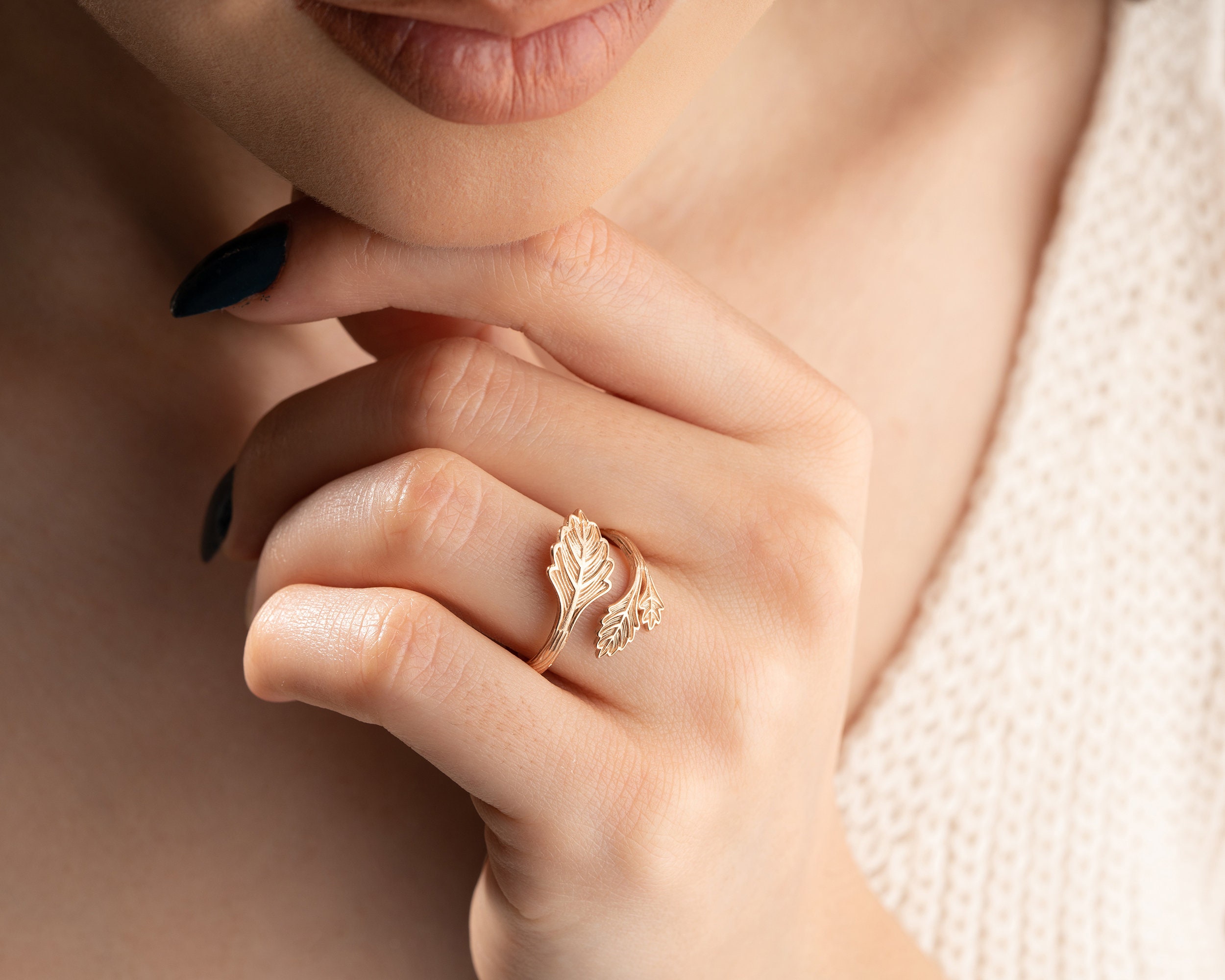 Silver Leaf Ring Dainty Rings Leaf Rings Statement Rings Dainty Rings ...