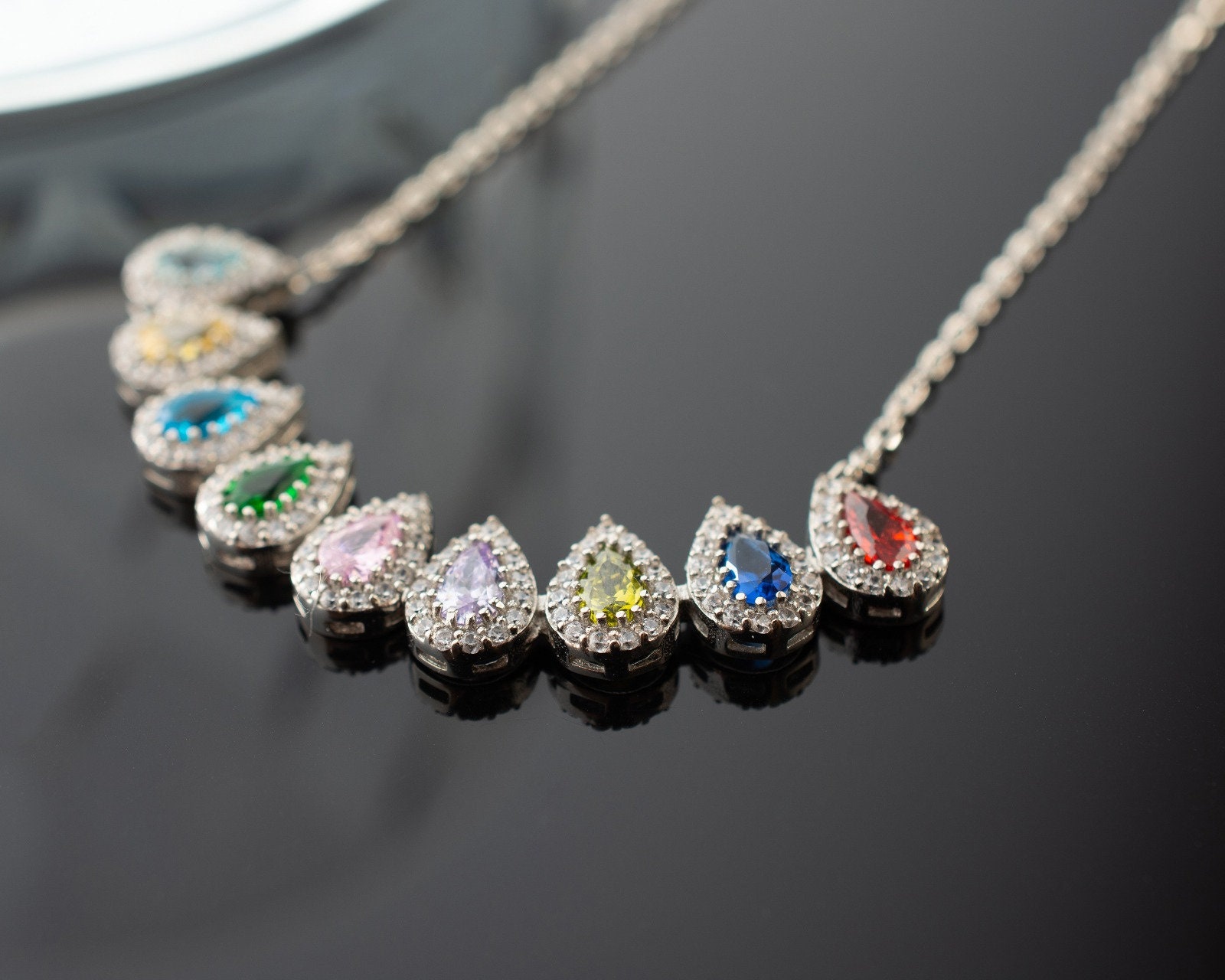 Personalized Teardrop Birthstone Necklace Matching Birthstone Necklace ...