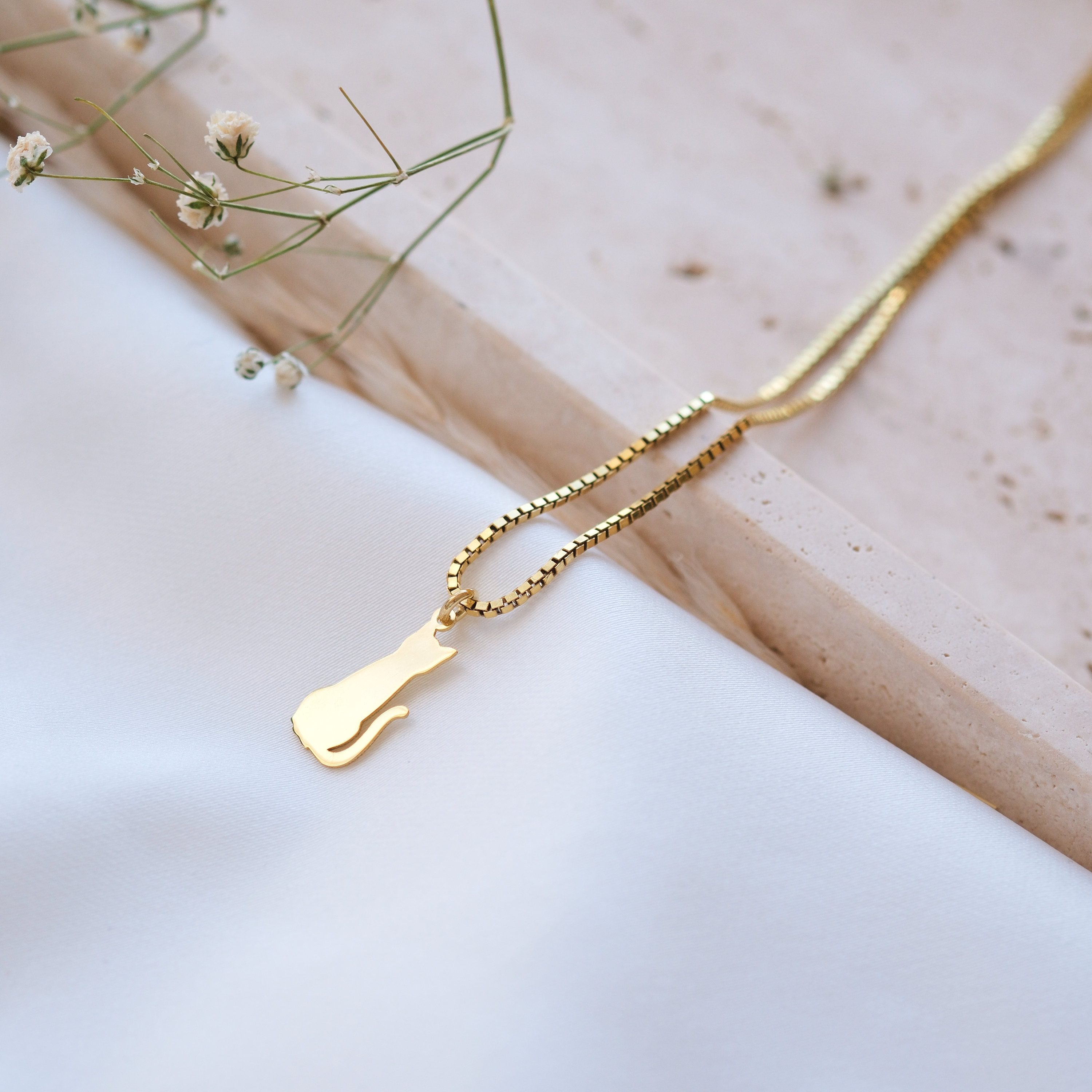 Dainty Cat Necklace Silver Cat Necklace Pet Charm Necklace Pet Memorial ...