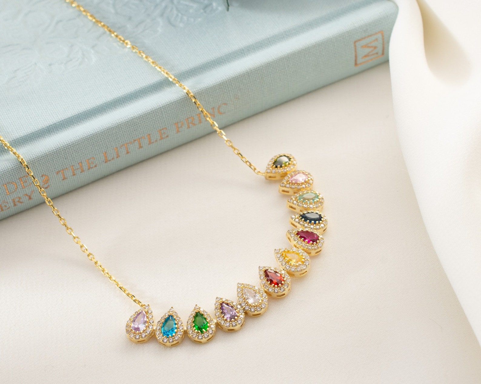 Personalized Teardrop Birthstone Necklace Matching Birthstone Necklace ...