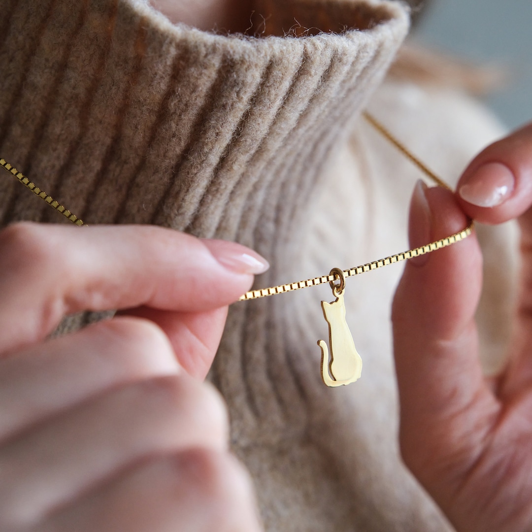 Dainty Cat Necklace Silver Cat Necklace Pet Charm Necklace Pet Memorial ...