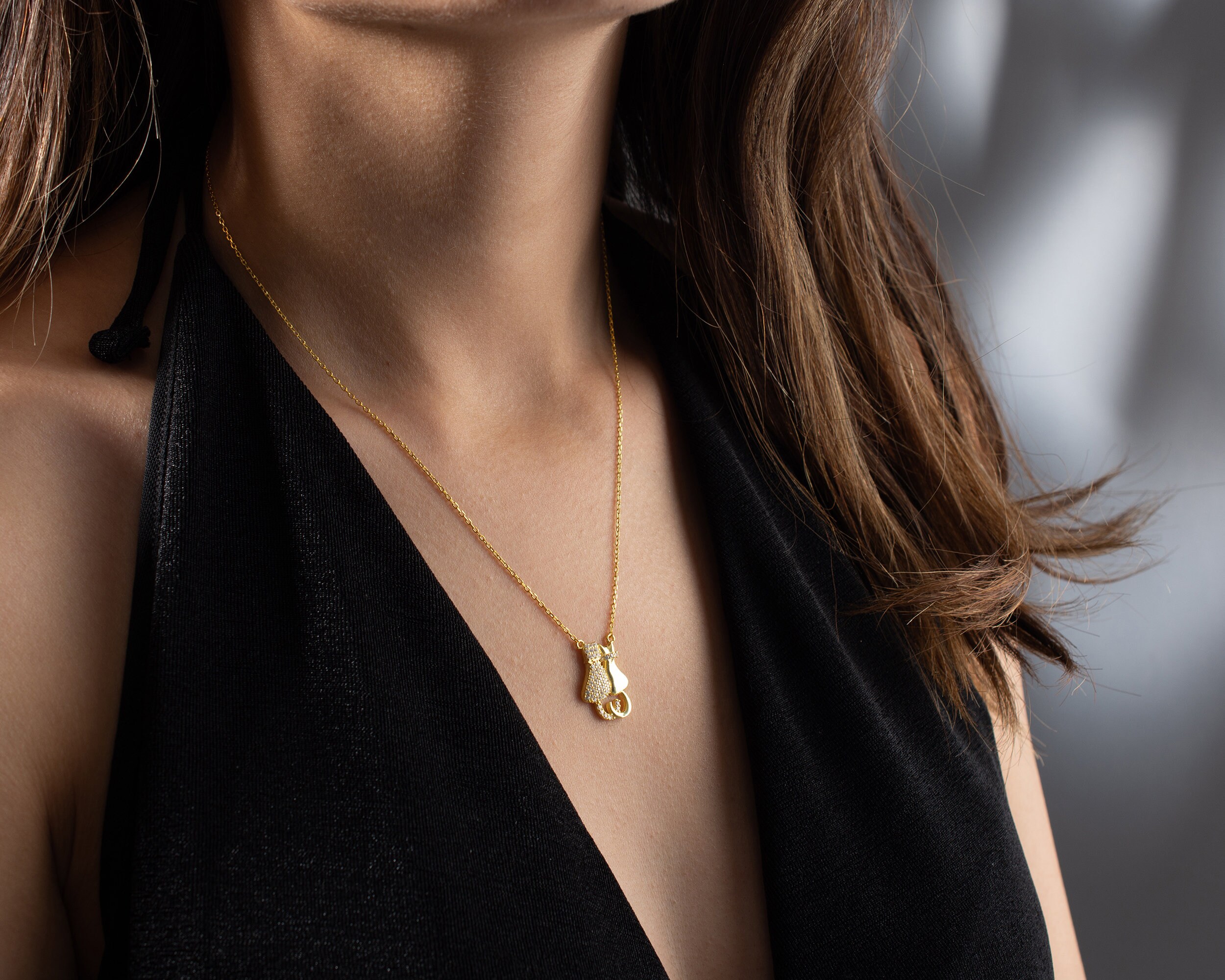 Dainty Cat Necklace Silver Cat Necklace Pet Charm Necklace Pet Memorial ...