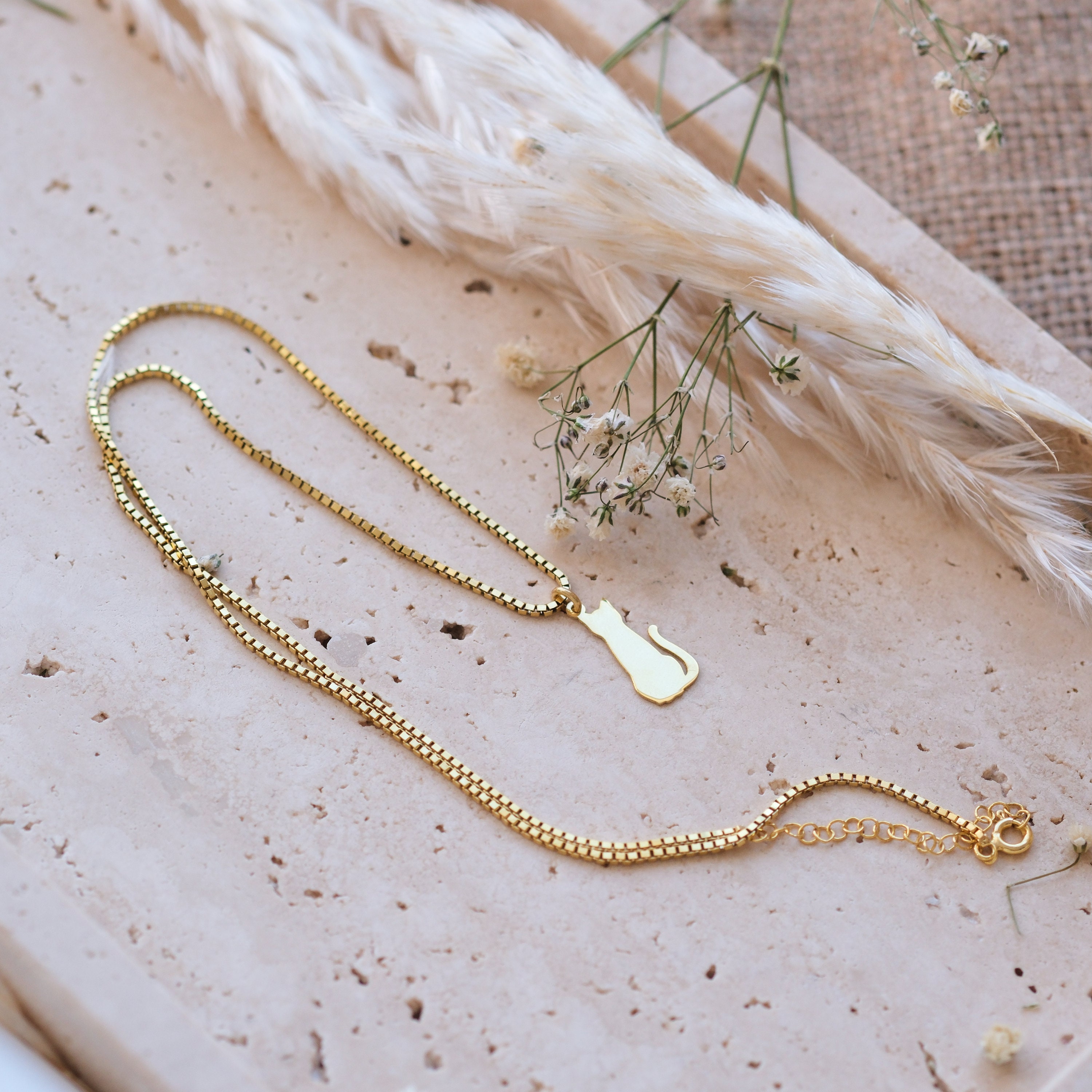 Dainty Cat Necklace Silver Cat Necklace Pet Charm Necklace Pet Memorial ...