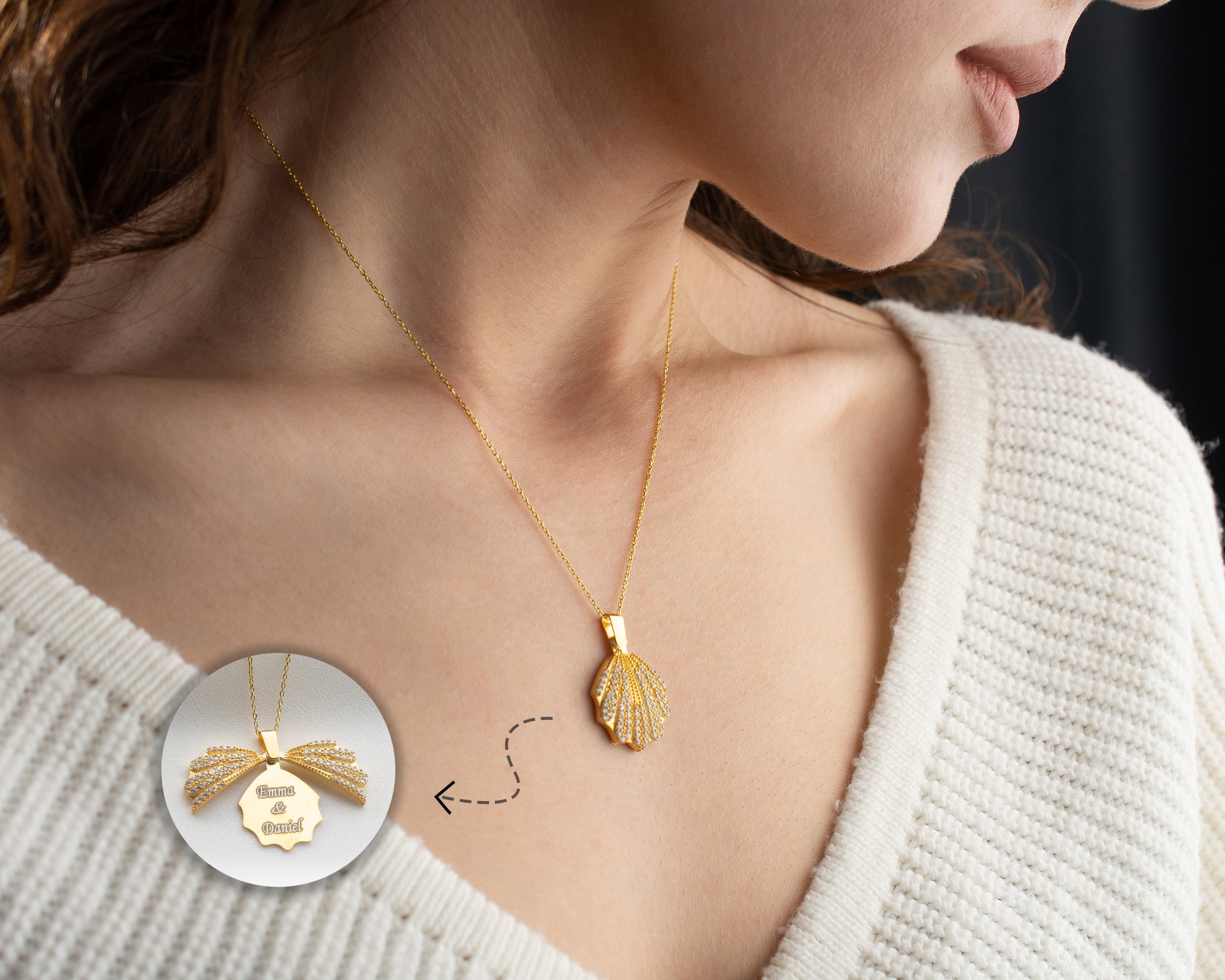 Custom Seashell Message Necklace Hidden Message Necklace Seashell ...