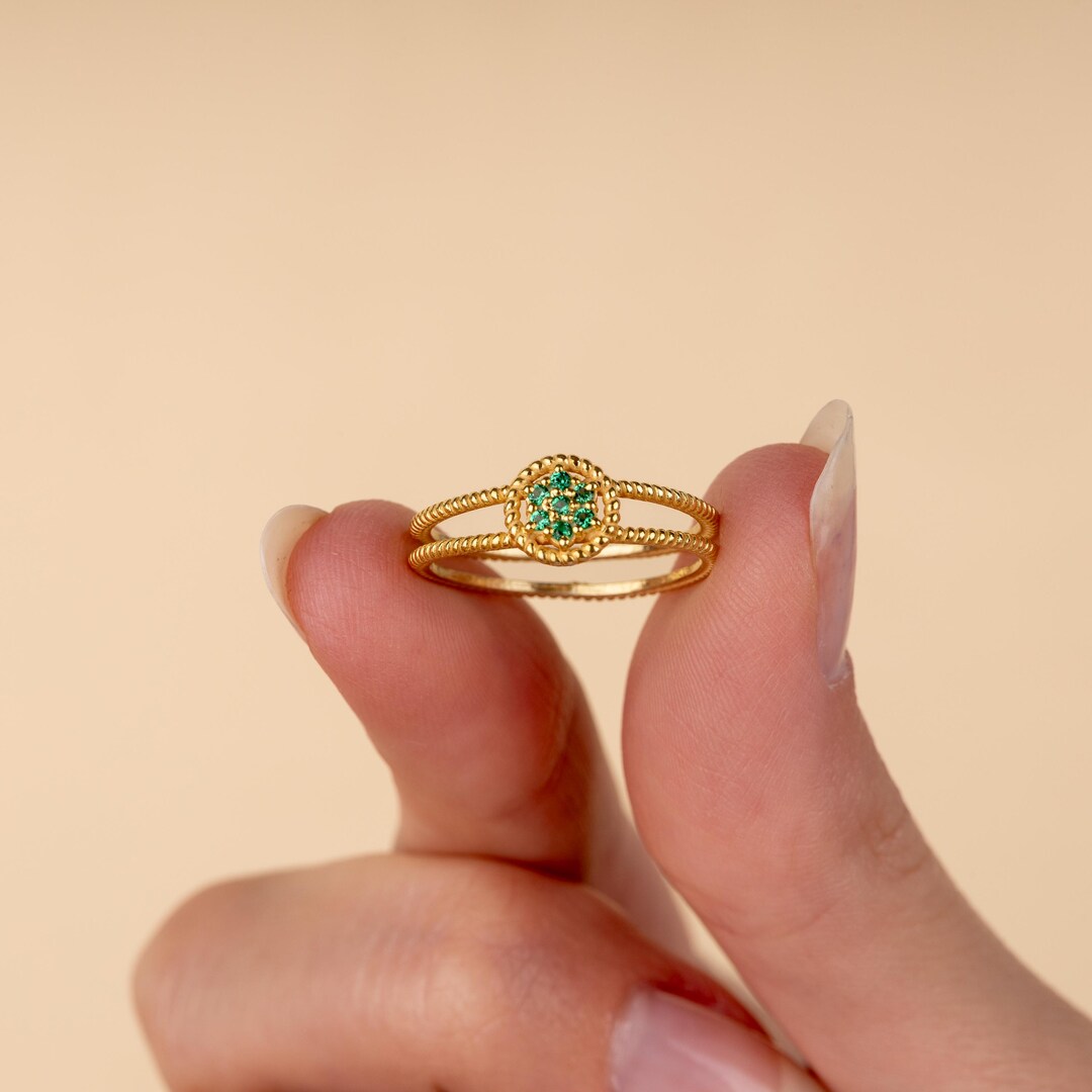 14K Gold Double Twisted Wedding Ring Gold Stacking Birthstone Ring ...