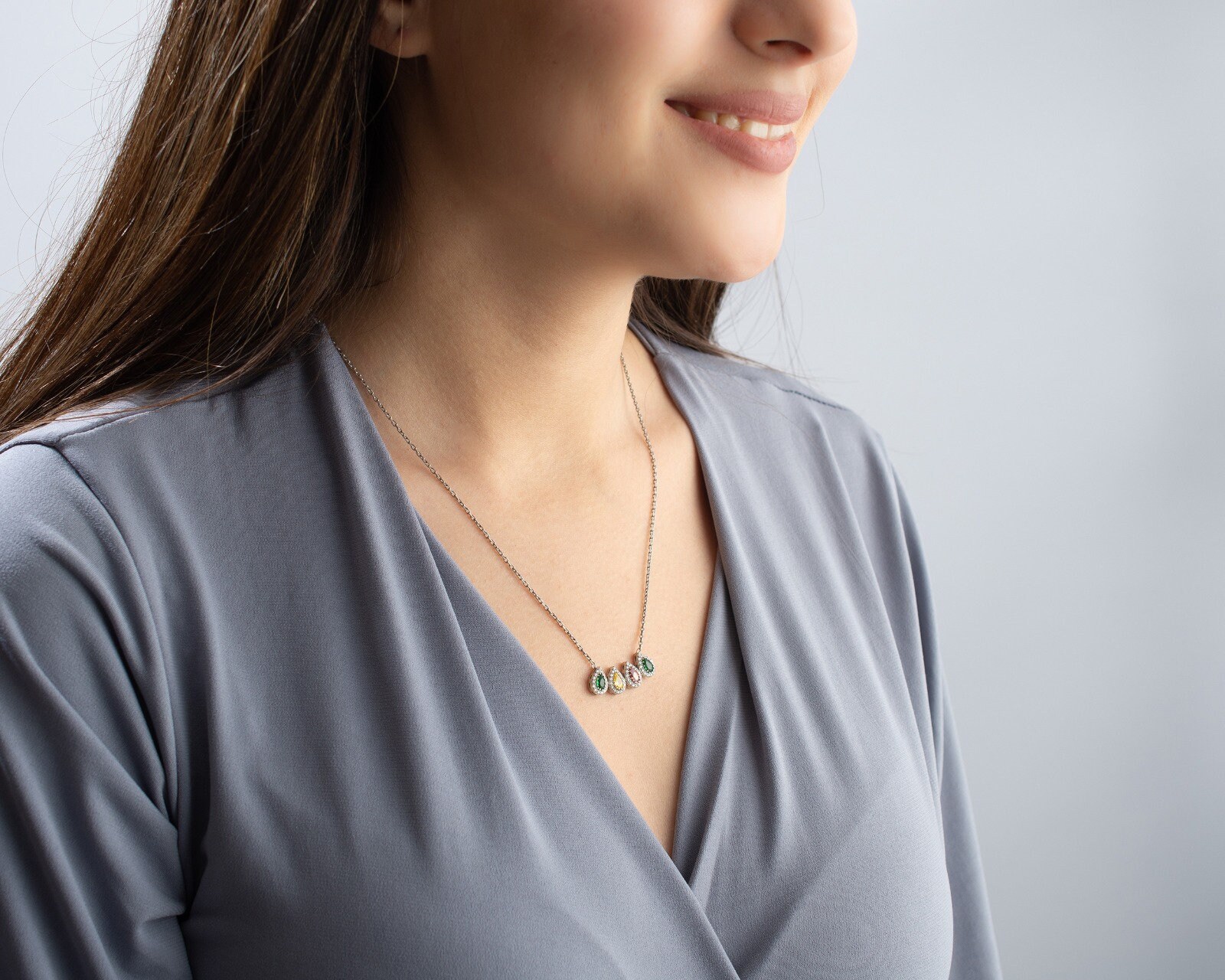 Personalized Teardrop Birthstone Necklace Matching Birthstone Necklace ...