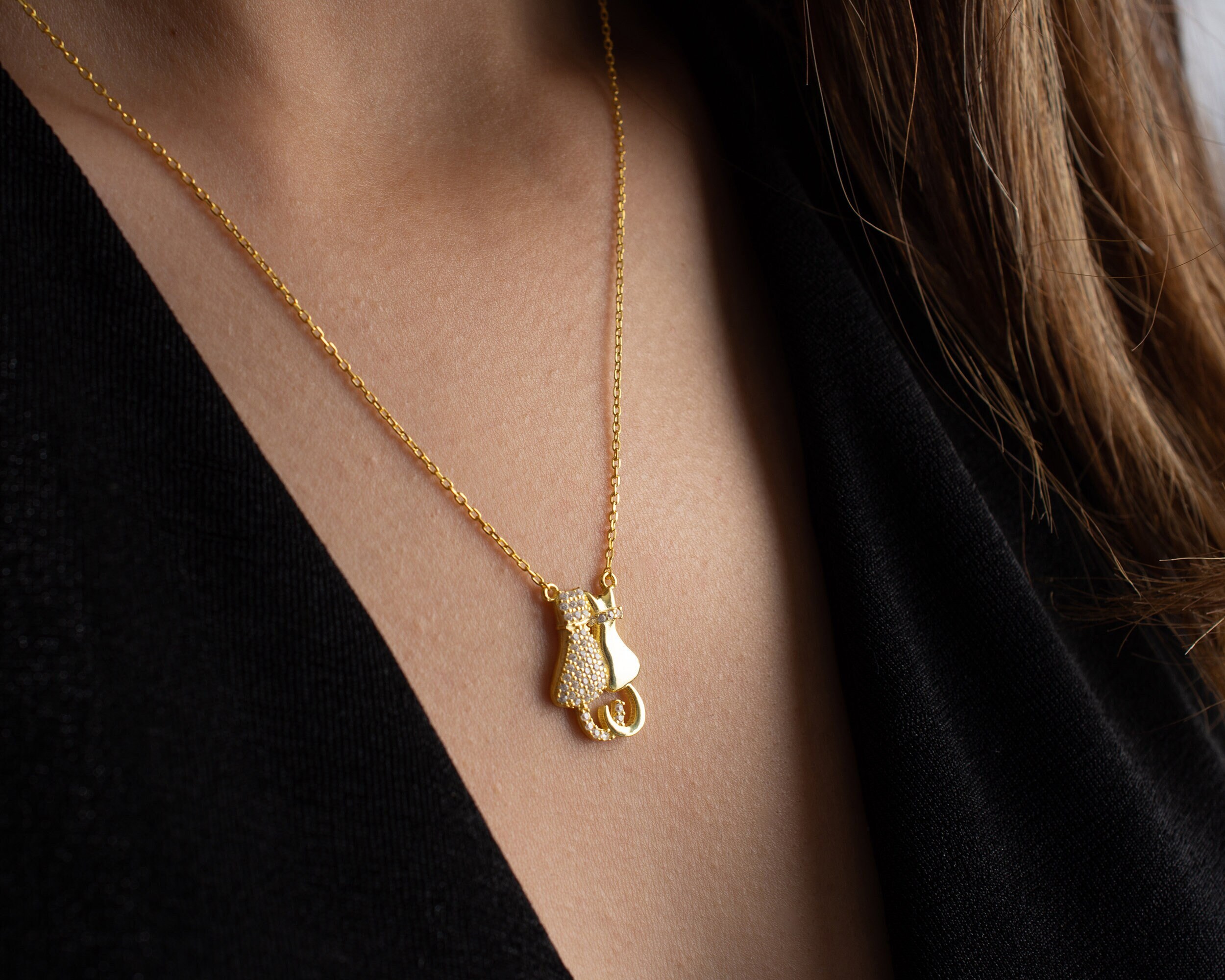 Dainty Cat Necklace Silver Cat Necklace Pet Charm Necklace Pet Memorial ...