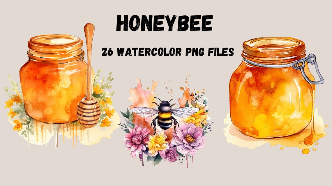 Watercolor Honey Bee Clipart Bee Clipart Digital Planner - Etsy