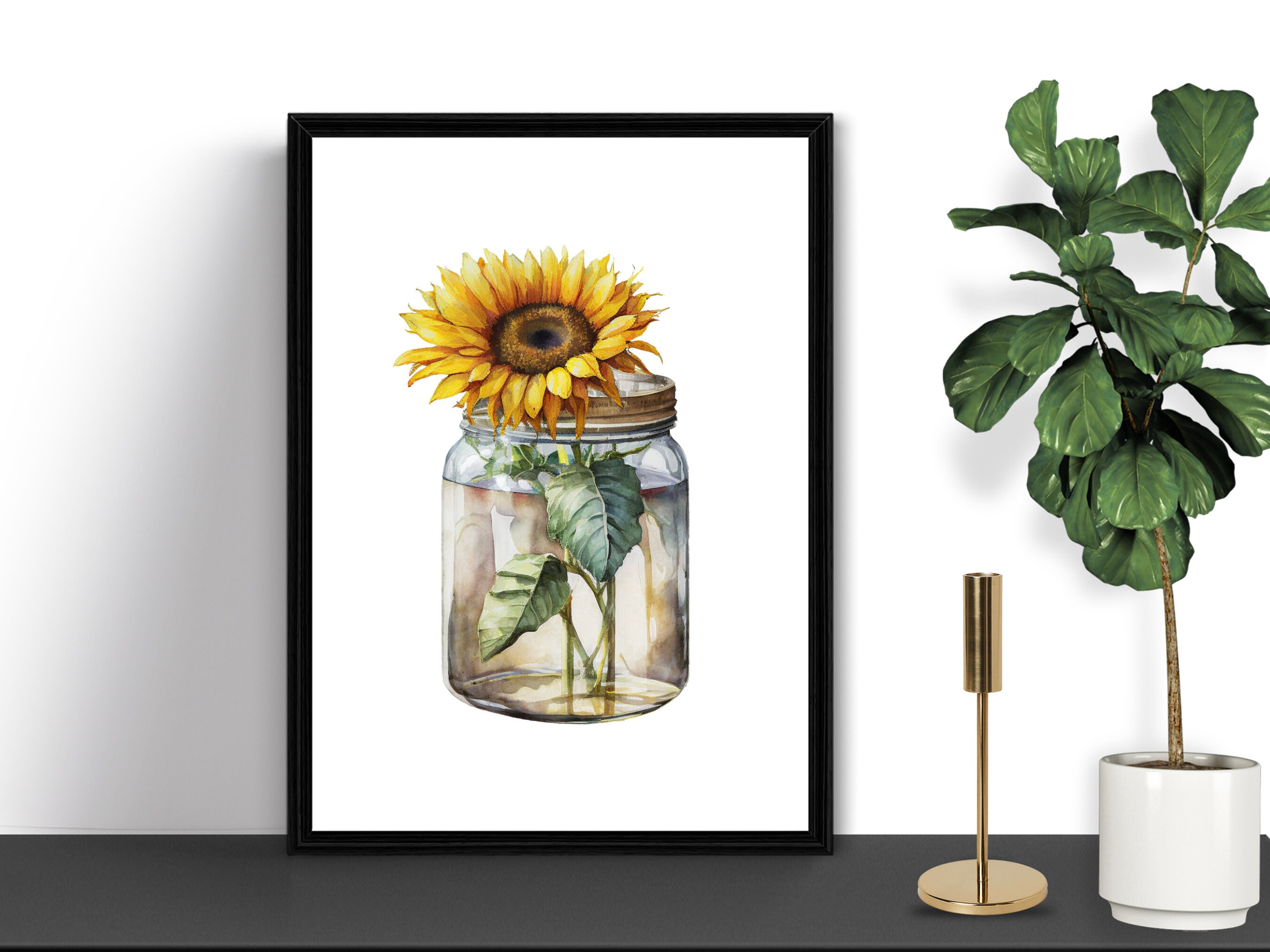 Sunflower Mason Jar Sunflower Clip Art Watercolor Sunflowers in ...