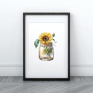 Sunflower Mason Jar - Sunflower Clip Art - Watercolor Sunflowers in ...