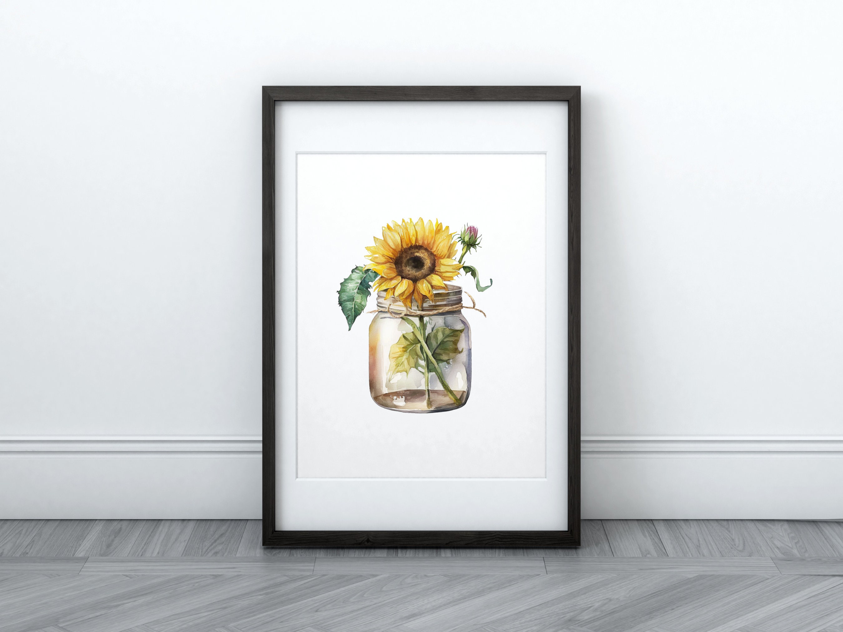 Sunflower Mason Jar - Sunflower Clip Art - Watercolor Sunflowers in ...