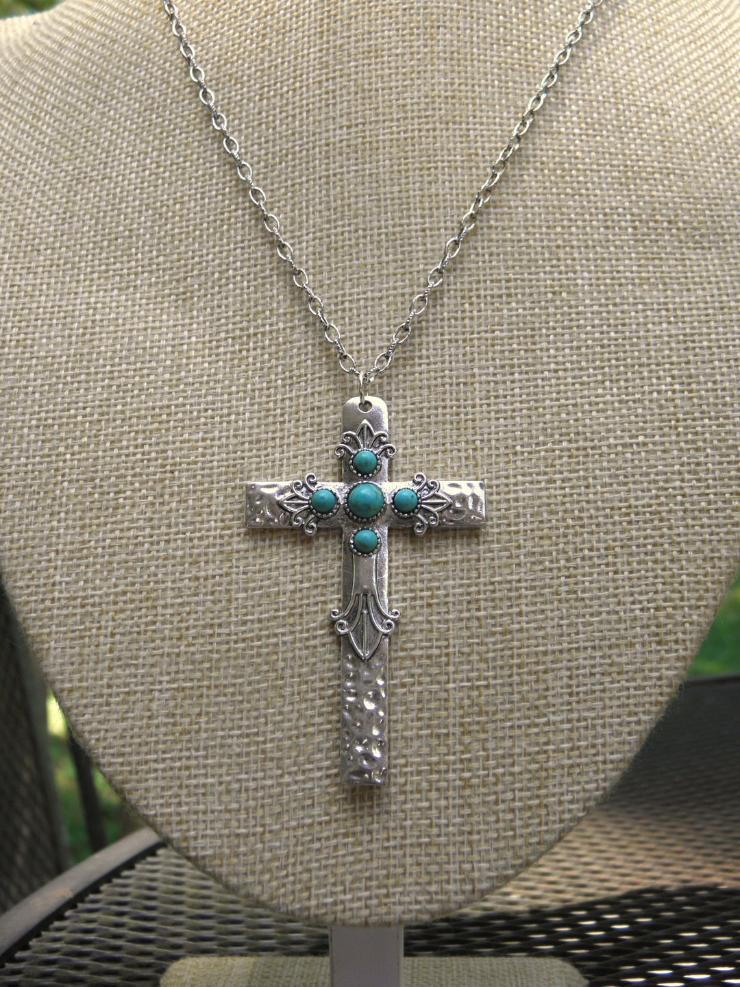 Pewter Turquoise imit Cross - Etsy
