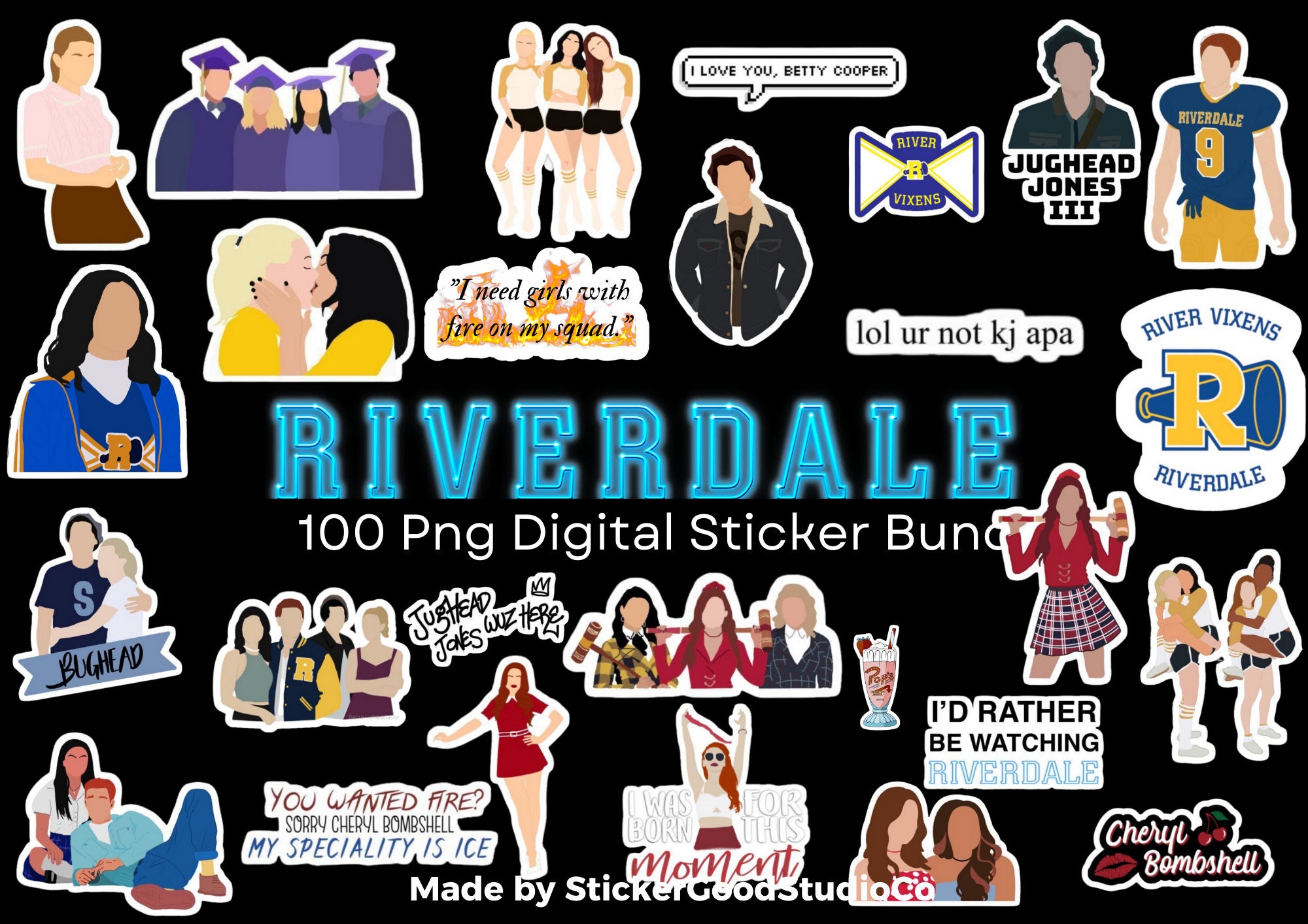 Riverdale PNG STICKER Bundle 100 Digital Sticker Pack for Notebook,ipad ...