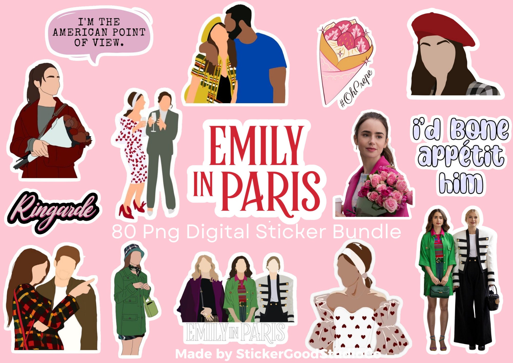 EMİLY İN PARIS Sticker Bundle 80 Digital Sticker Pack for Notebook,ipad ...