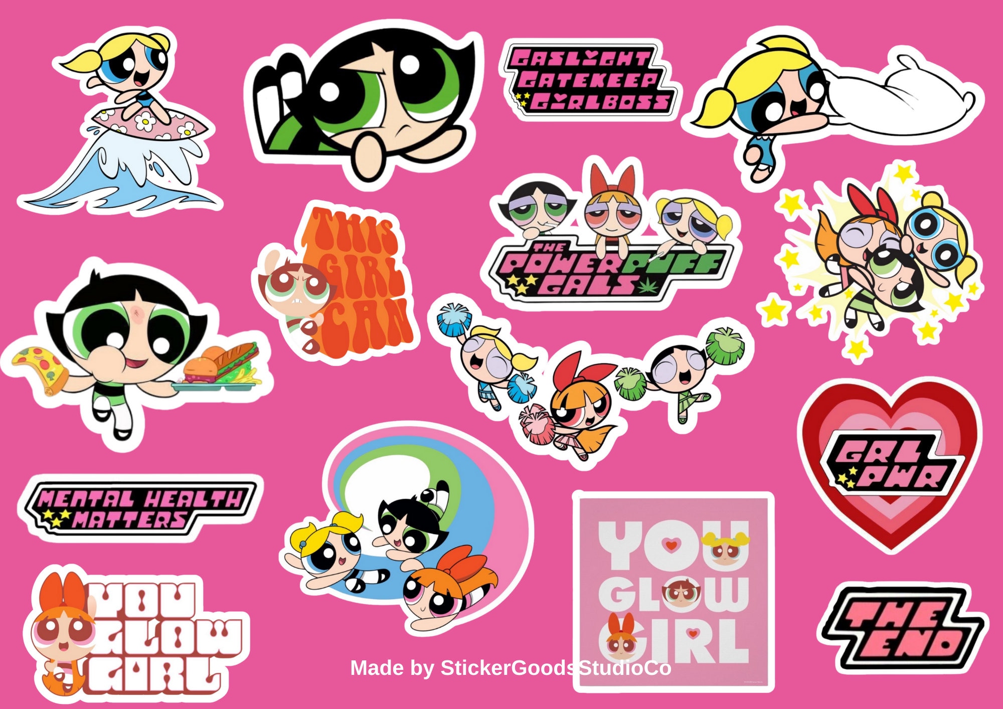 POWERPUFF GİRLS STICKER Bundle 100 Dıgıtal Sticker Pack Sugar , Spice ...