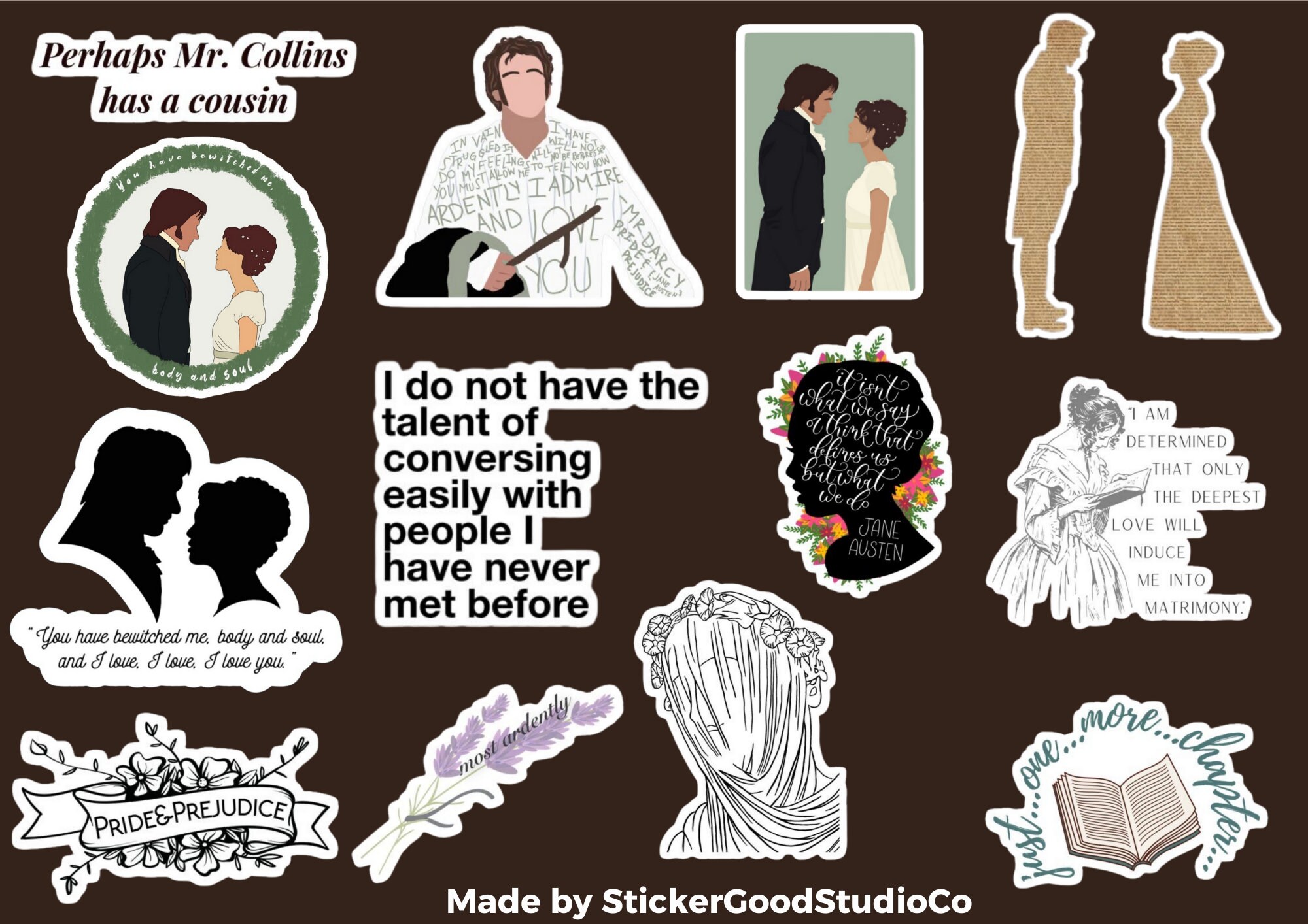Pride and Prejudice Png STICKER Bundle Digital Sticker Pack Notebook ...