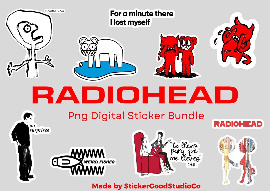 RADIOHEAD Png STICKER Bundledigital Sticker Packfor Notebook ...