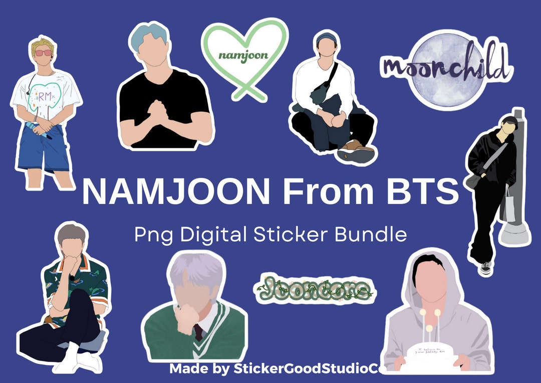 NAMJOON of BTS Png STICKER Bundle 200 Digital Sticker Pack for Notebook ...
