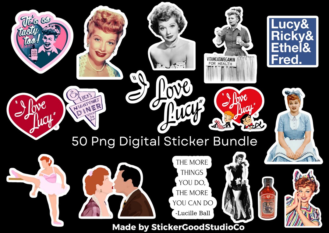 I Love Lucy Png STICKER Bundle Digital Sticker Packfor Notebook,ipad ...