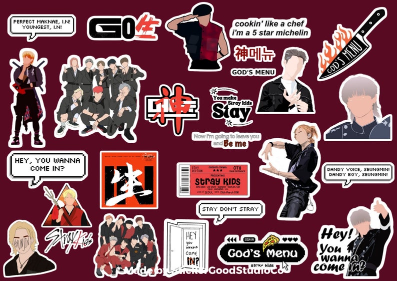 Stray Kids Png STICKER Bundle 500 Digital Sticker Pack for Notebook ...