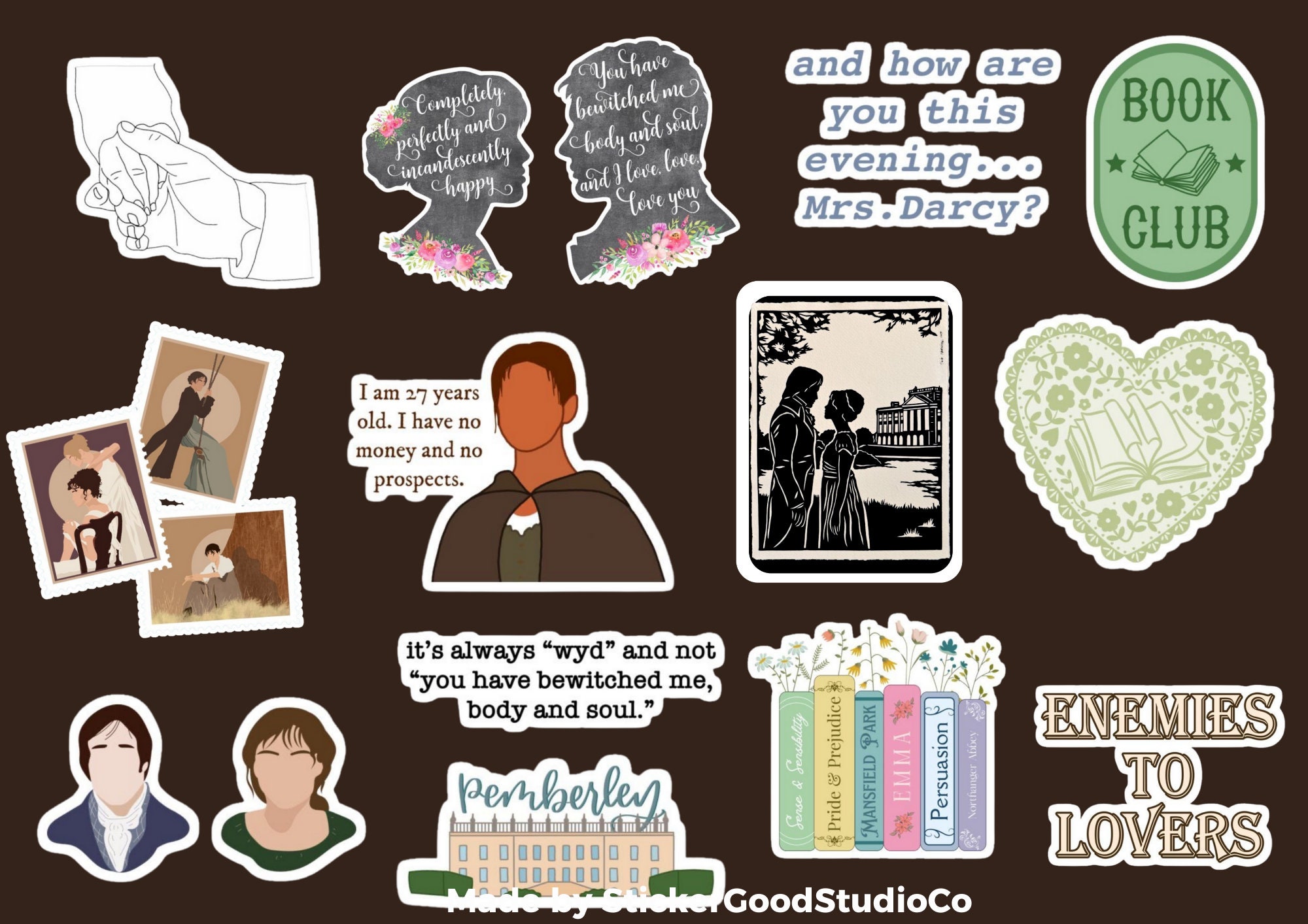 Pride and Prejudice Png STICKER Bundle Digital Sticker Pack Notebook ...