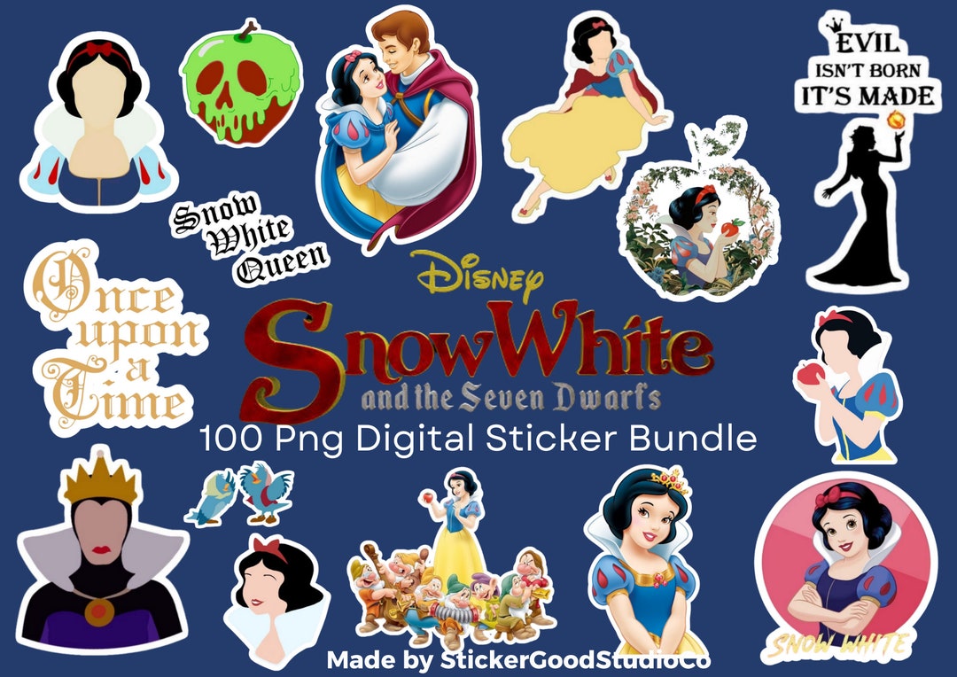Snow White Png Sticker Bundle 100 Digital Sticker Pack for Notebook ...