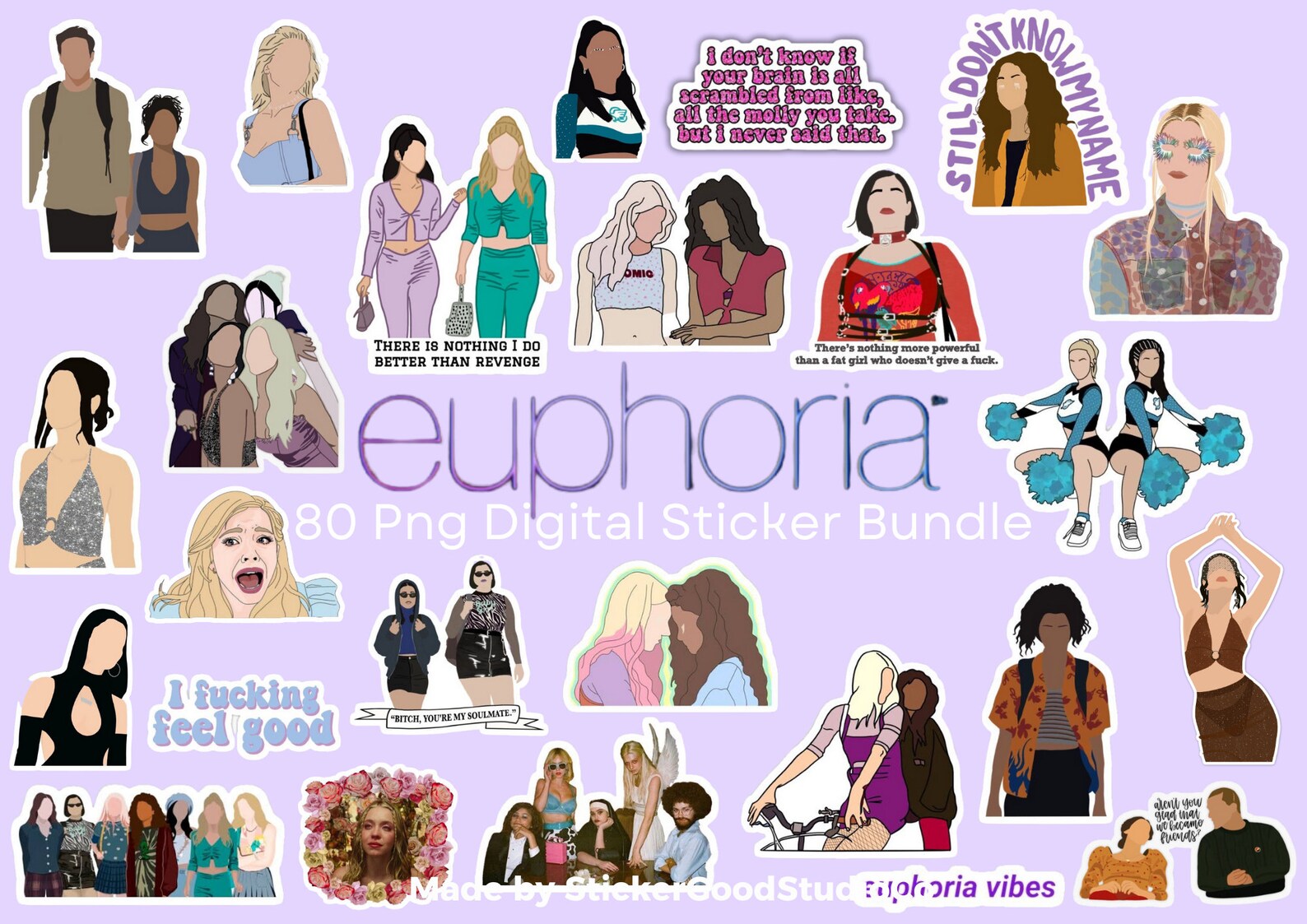 EUPHORIA PNG STICKER Bundle 80 Dıgıtal Sticker Pack for Notebook,ipad ...