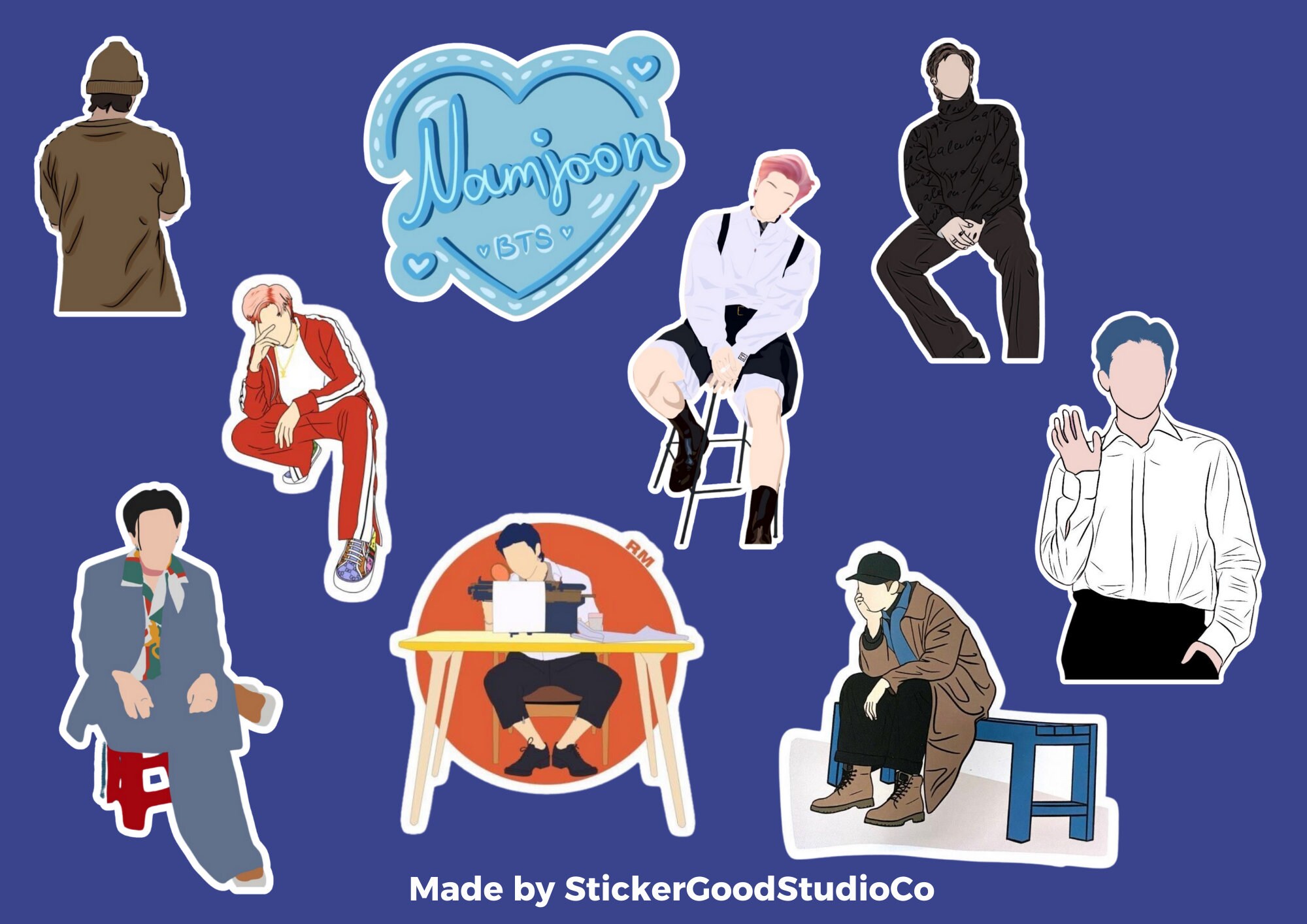 NAMJOON of BTS Png STICKER Bundle 200 Digital Sticker Pack for Notebook ...