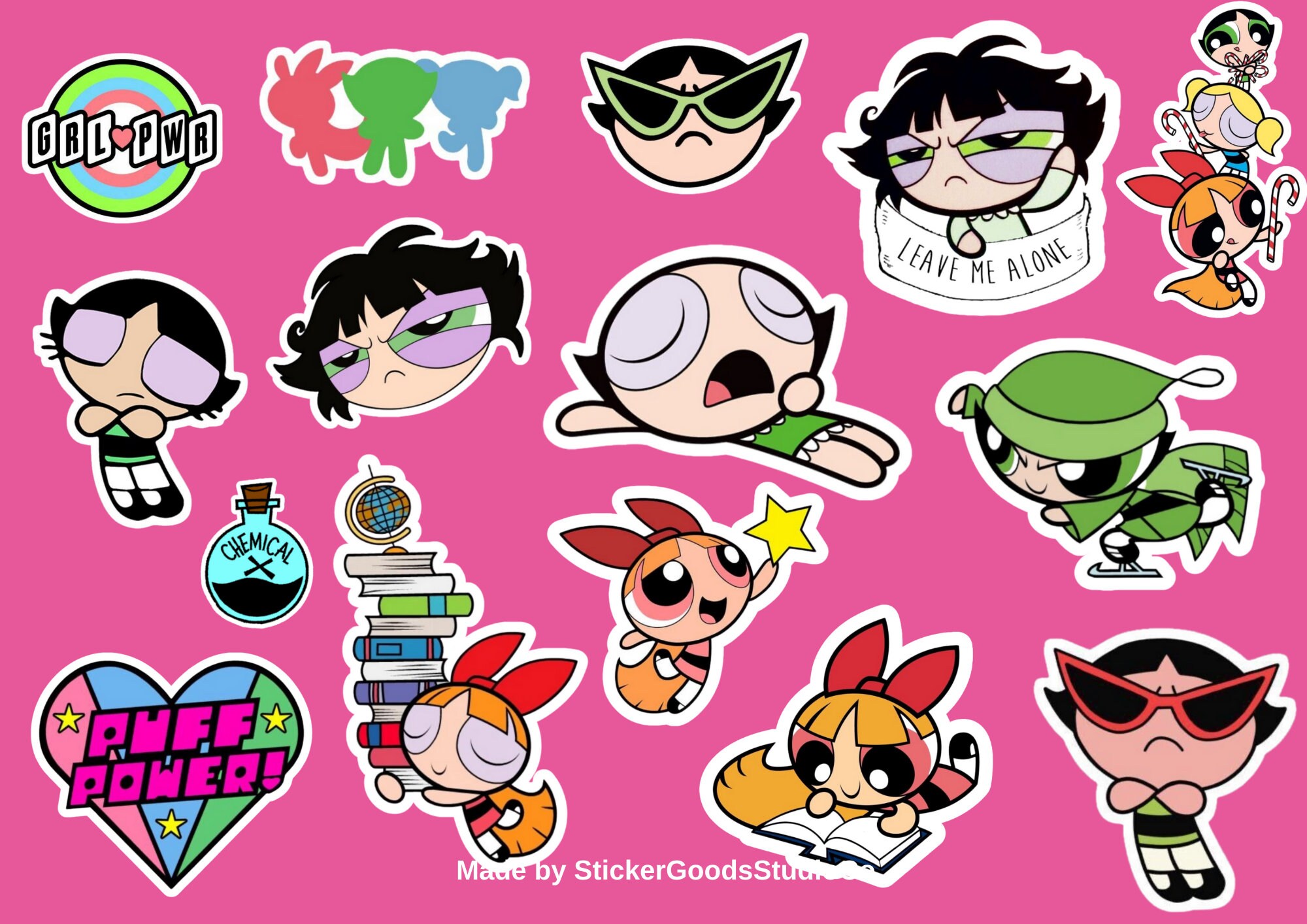 POWERPUFF GİRLS STICKER Bundle 100 Dıgıtal Sticker Pack Sugar , Spice ...