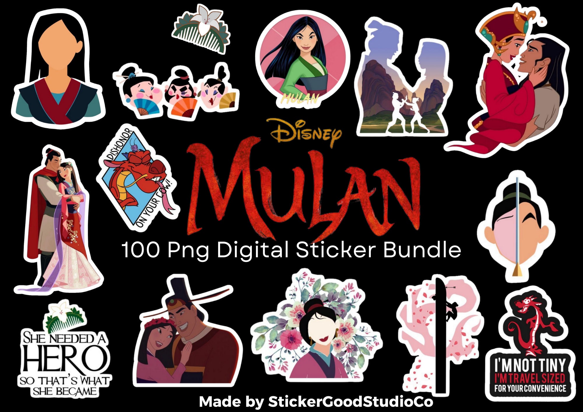 Mulan Png Sticker Bundle 100 Digital Sticker Pack for Notebook,ipad ...