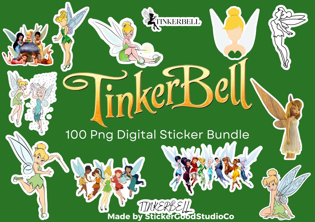 Tinkerbell Png Sticker Bundle 100 Digital Sticker Pack for Notebook ...