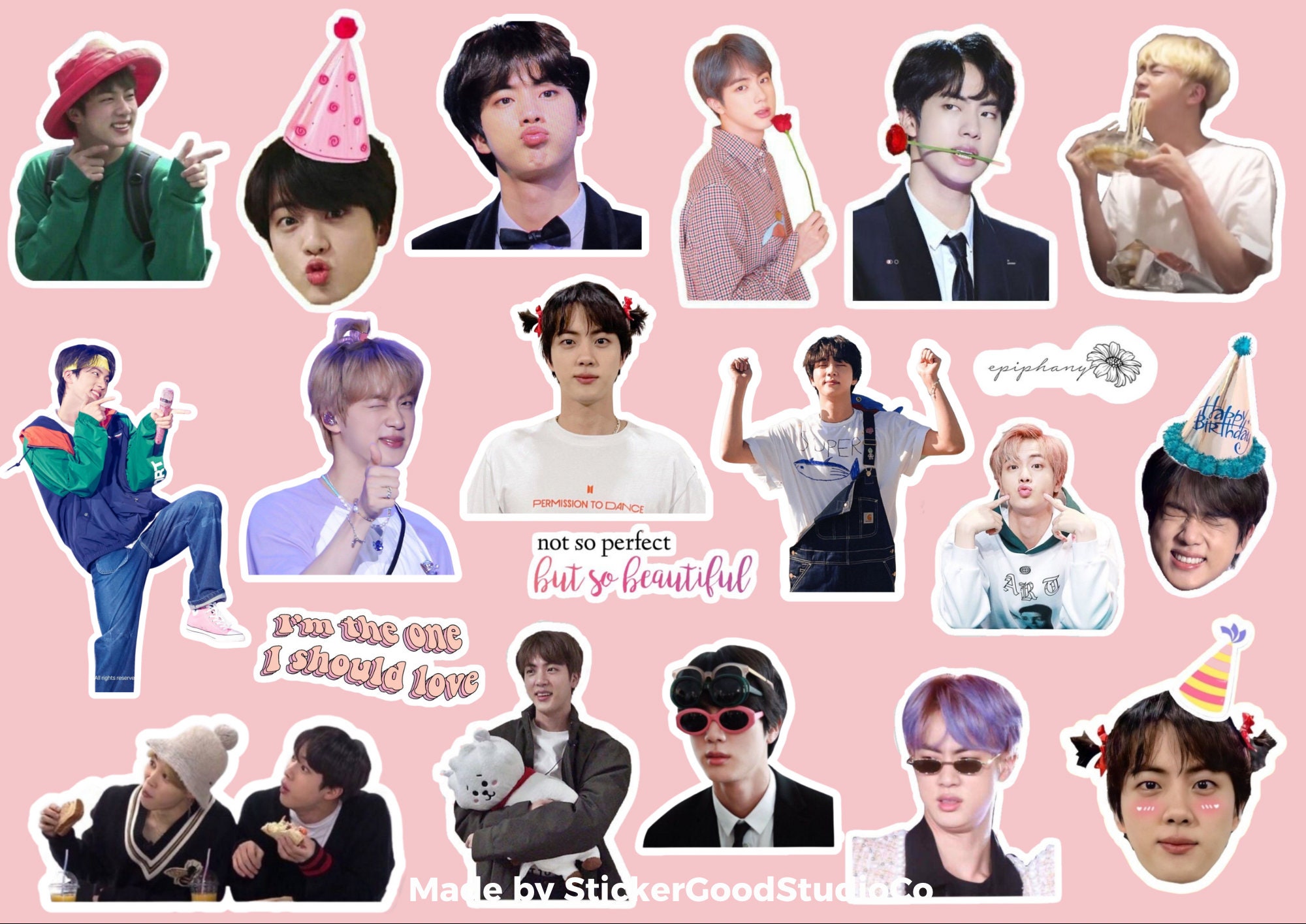 Jin of BTS Png STICKER Bundle 250 Digital Sticker Pack for Notebook ...