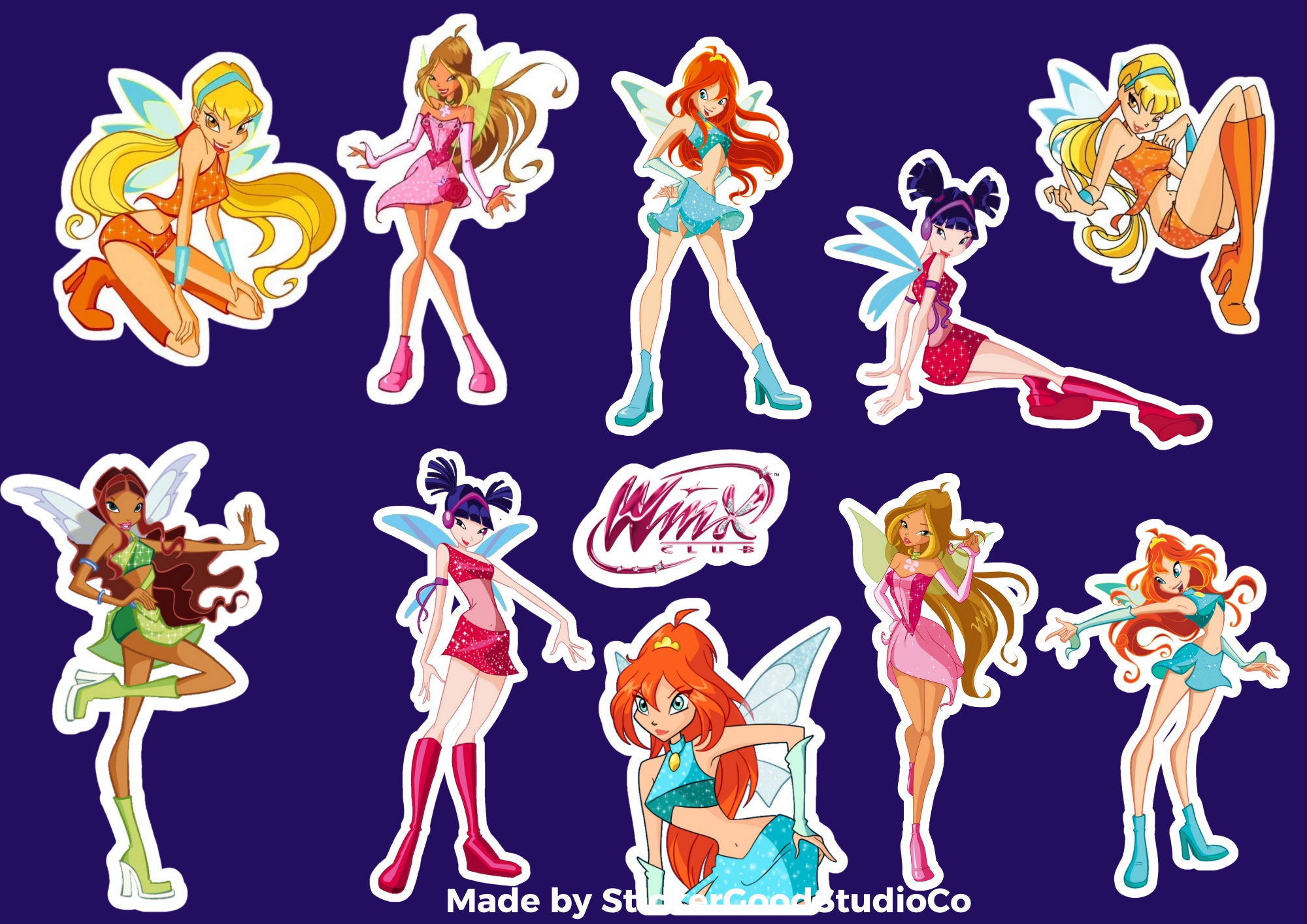 Winx Png Sticker Bundle 200 Digital Sticker Pack Bloom Stella Aisha Tecna Miusa Roxy Flora - Etsy