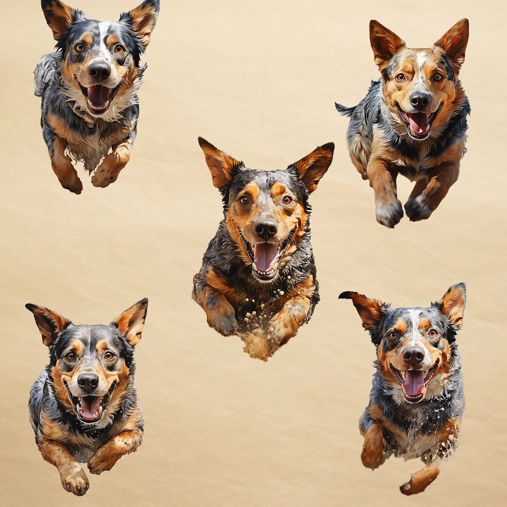 Australian Cattle Dog PNG, Blue Heeler PNG, 25 Watercolor Dog Clipart ...