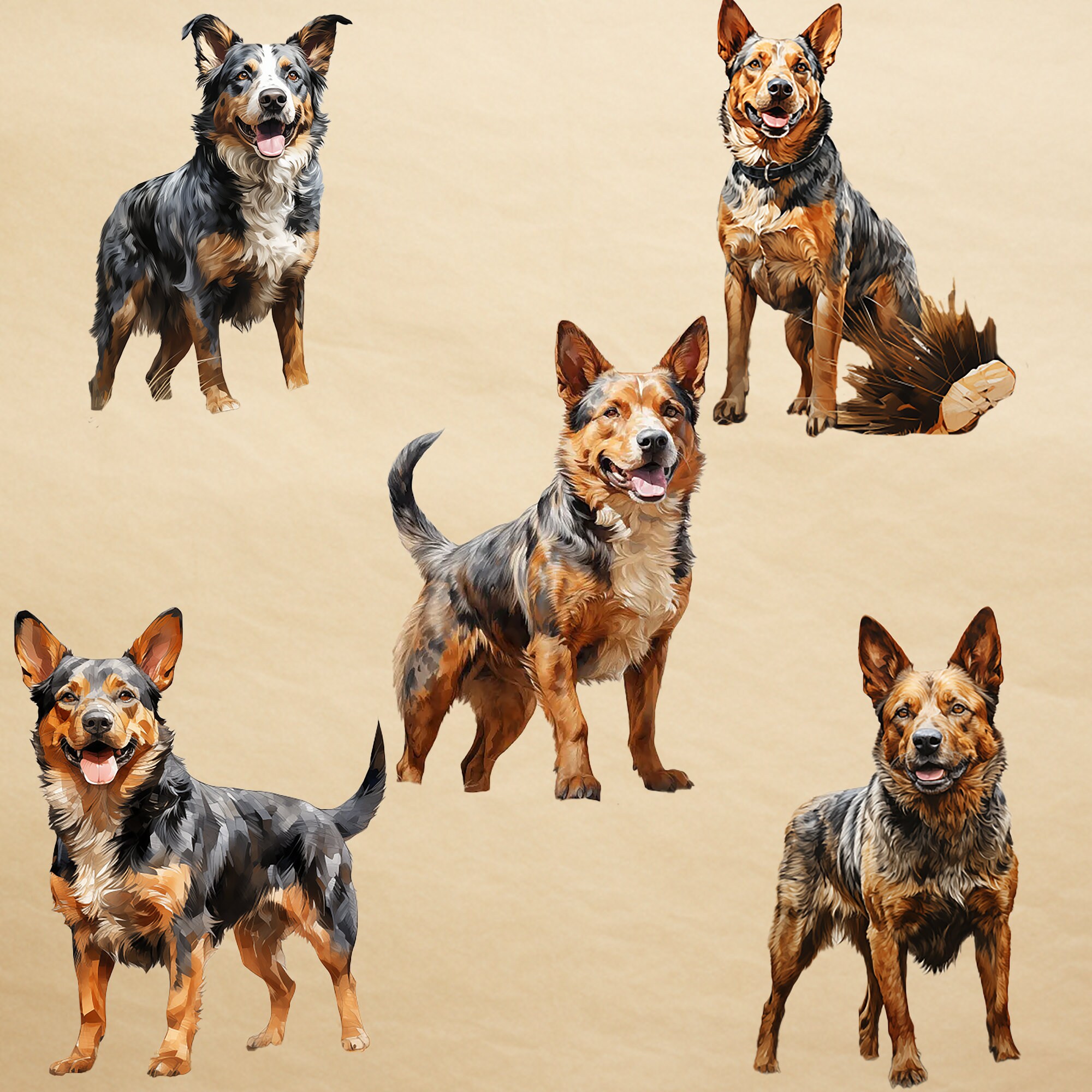 Australian Cattle Dog PNG, Blue Heeler PNG, 25 Watercolor Dog Clipart ...